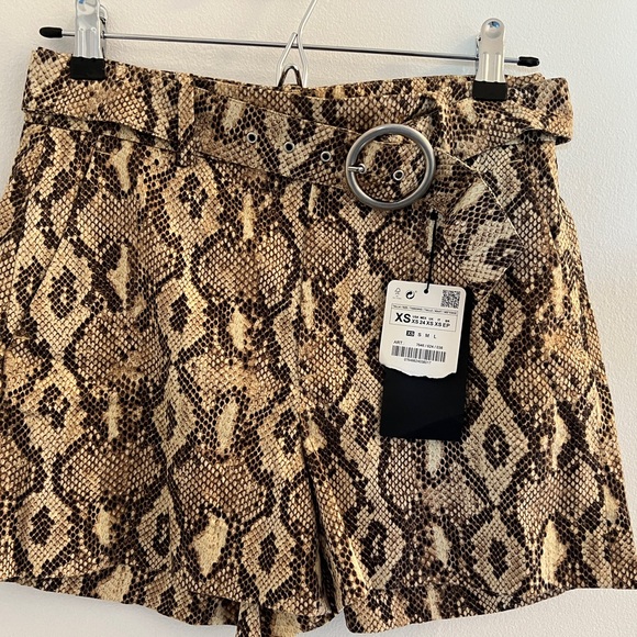 Zara | Shorts | Nwt Zara Woman Snake Print Belted Shorts | Poshmark